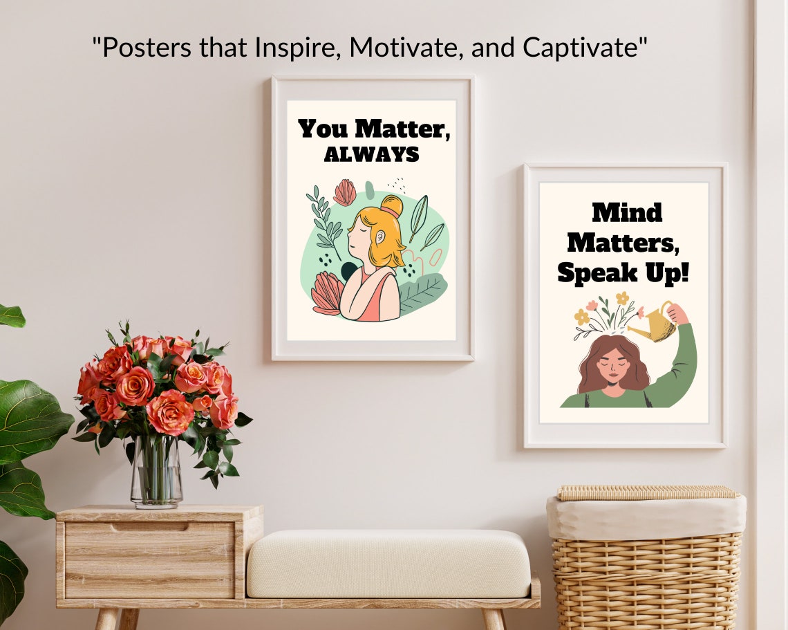 Retro Mental Health Posters Set of 50 Prints therapy Counseling Office ...