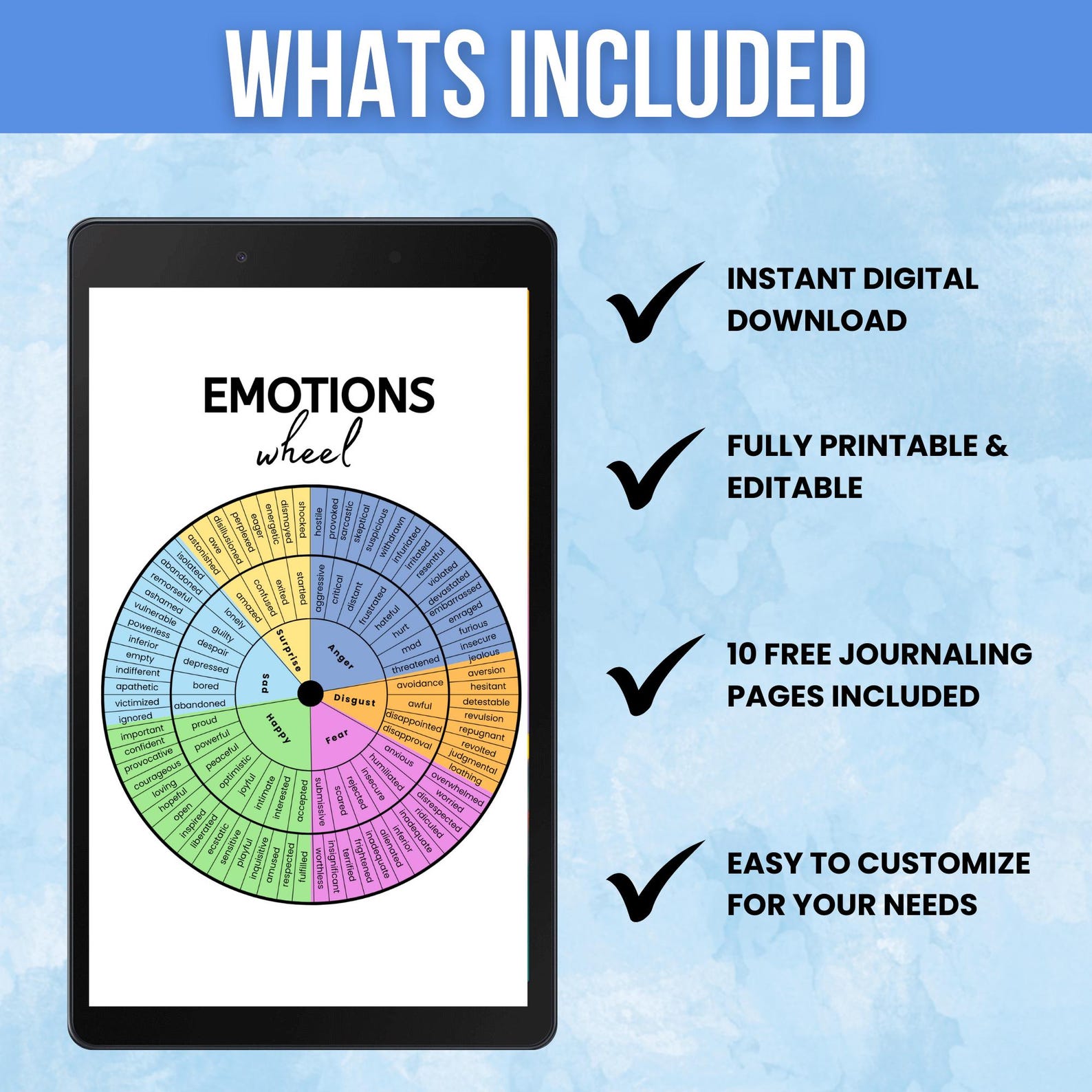 Editable Emotion Wheel: Therapy Worksheet, Feelings Chart (digital ...