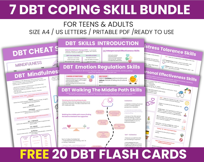 Dbt Bundle With Flashcards | Dbt Cheat Sheet | Digital Download | Dbt ...