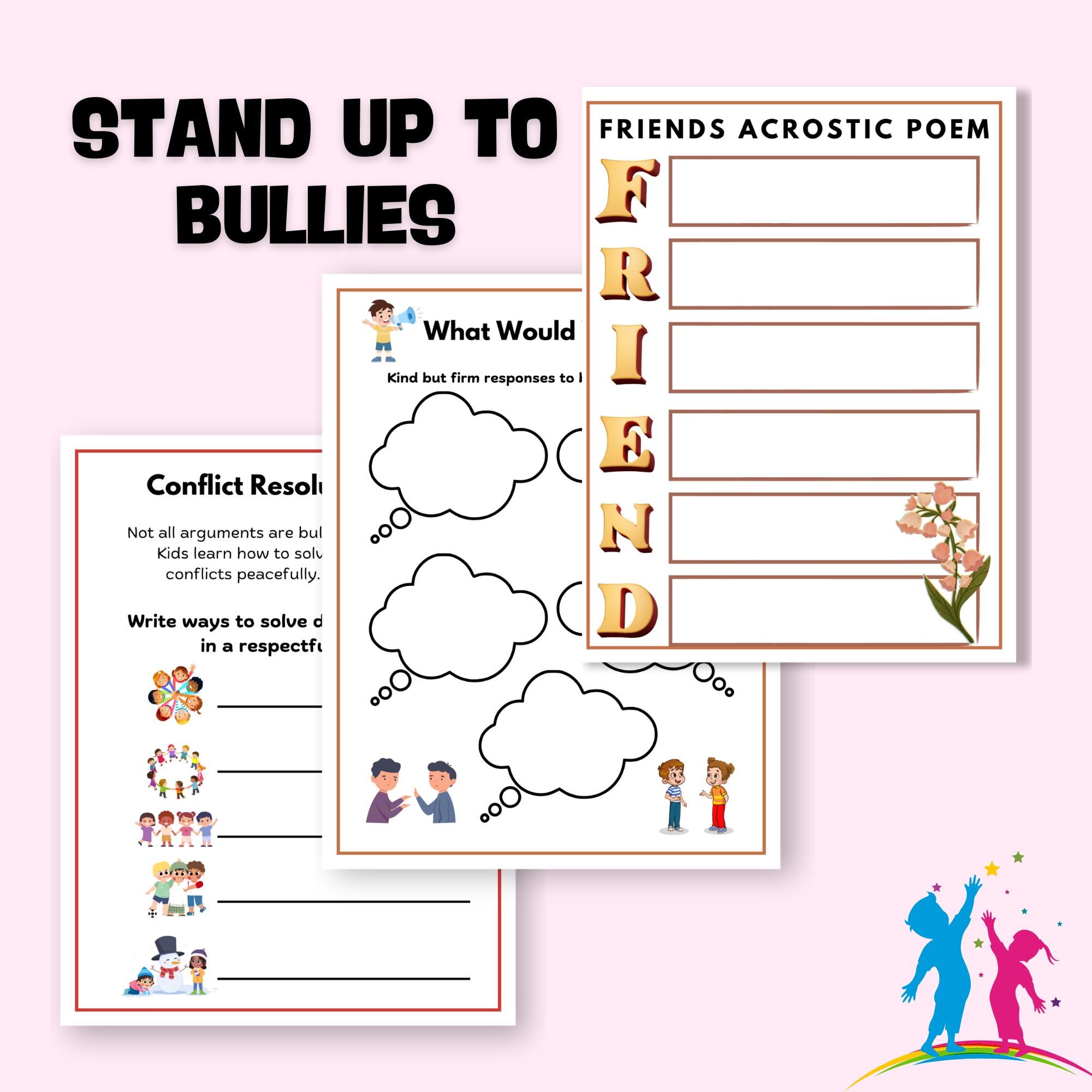 Bullying Workbook: Kids Therapy Printables, Classroom Activities ...