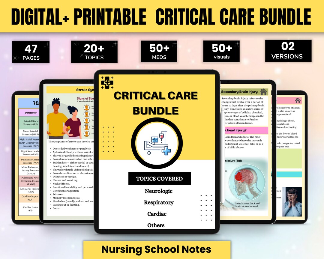 Critical Care Bundle 47 Pages Digital & Printable| Critical Care Nurse ...