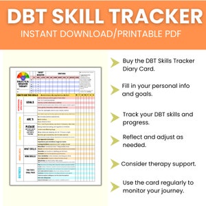 DBT Skills Tracker Printable: Therapy Worksheet & Cheat Sheet (US ...