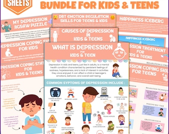 Depression Coping Skills Handout Bundle for Kids & Teens 7 Pages ...