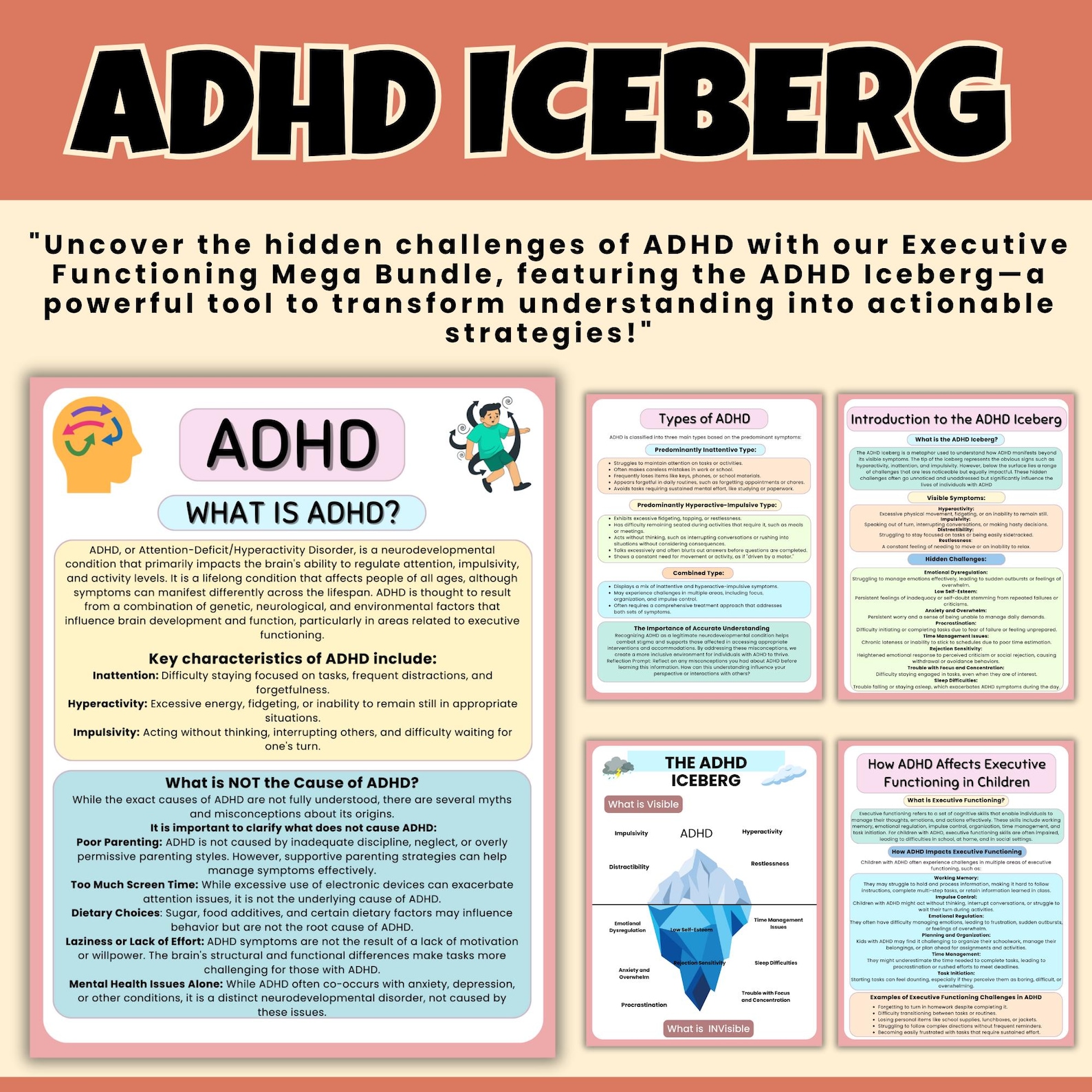 280+ ADHD Executive Functioning Worksheets, ADHD Worksheets, Executive ...