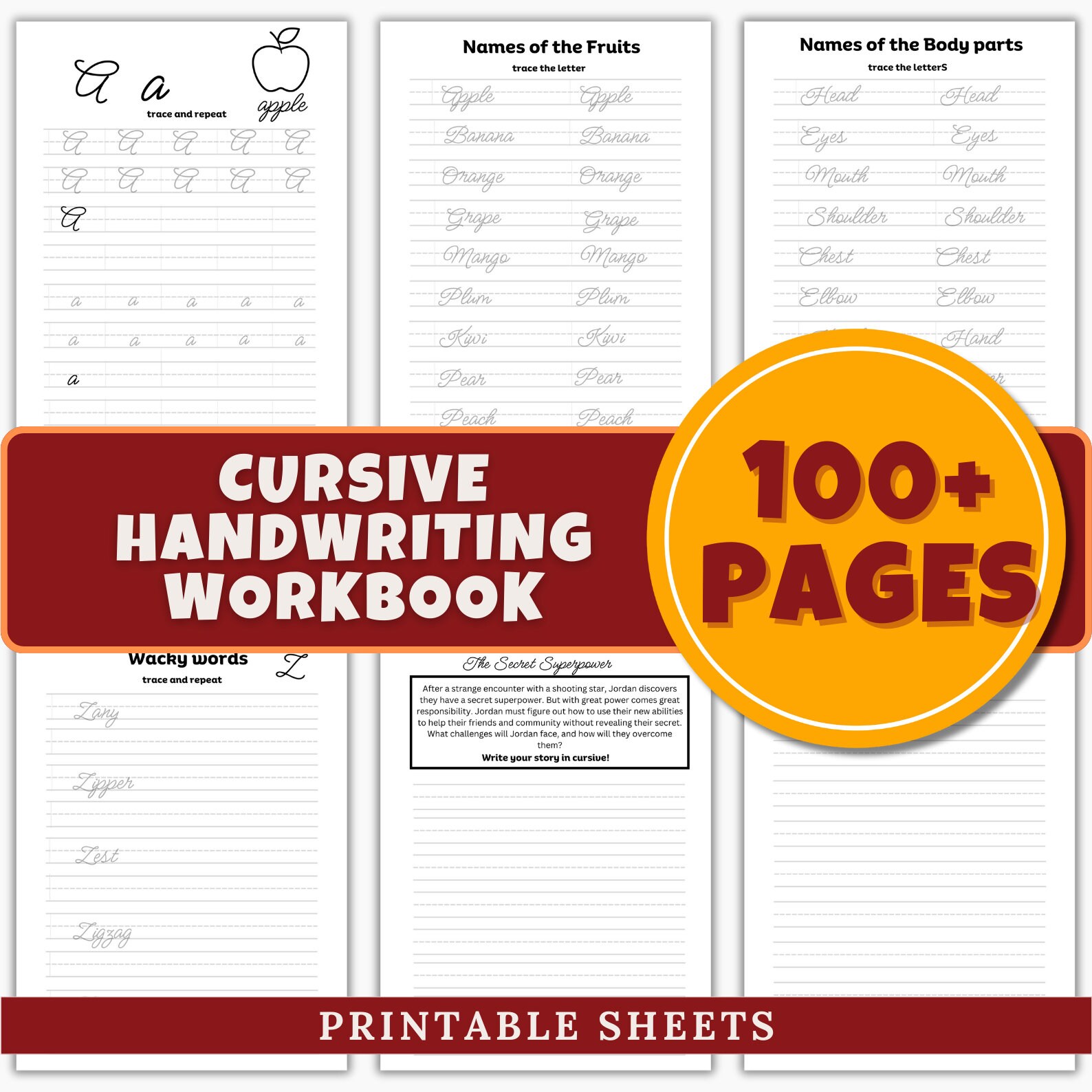 Cursive Handwriting Bundle 100 Pages | Handwriting Book | Practice ...