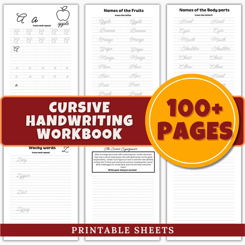 Cursive Handwriting Bundle 100 Pages | Handwriting Book | Practice ...