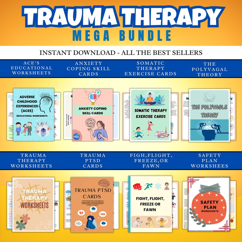 Trauma Therapy Bundle 330+ Pages | Therapy Worksheets | Anxiety and ...