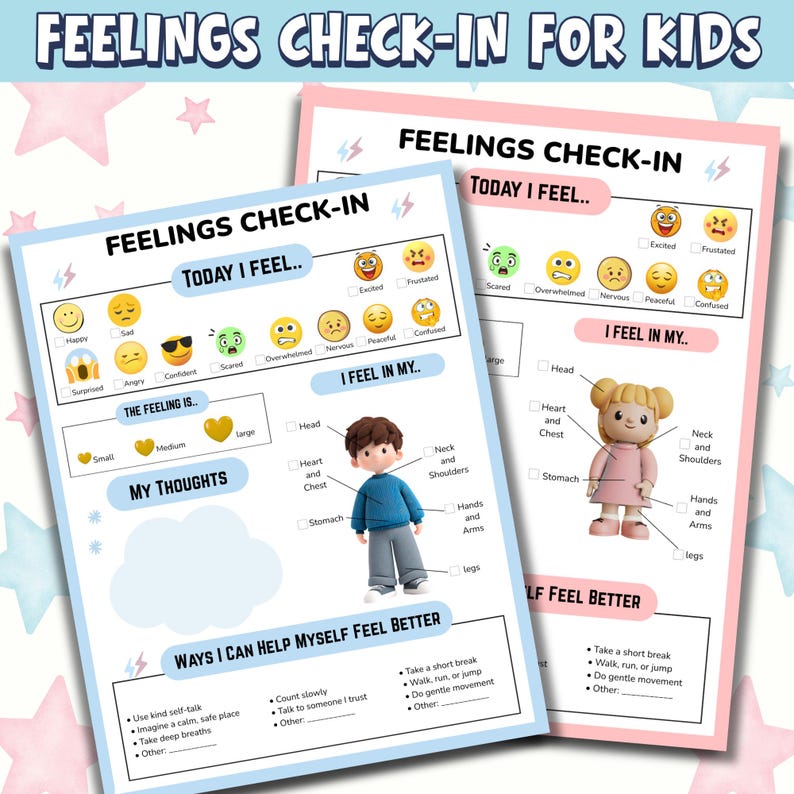 Feelings Check in | Emotions Worksheet for Kids | SEL Emotional ...