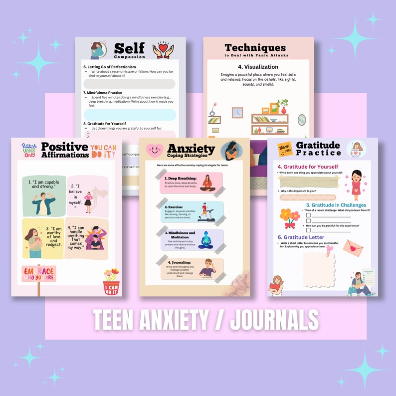 Teen Anxiety Journal Bundle | Self-care Journal | Journaling for Teens ...