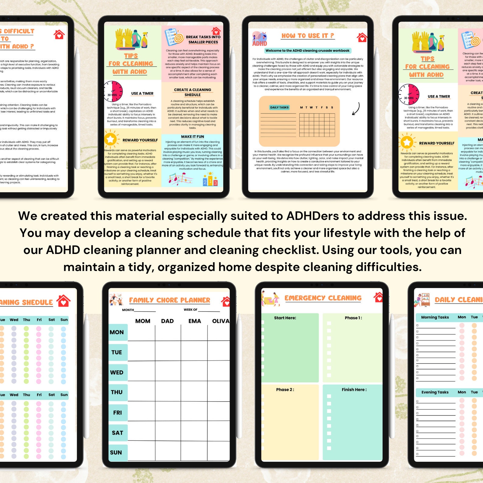 ADHD Cleaning Schedule Bundle Cleaning List ADHD Cleaning Checklist ...