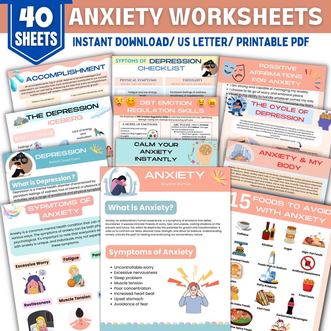 Anxiety Bundle, Anxiety Worksheets, Therapy Tools, Therapy Worksheets ...