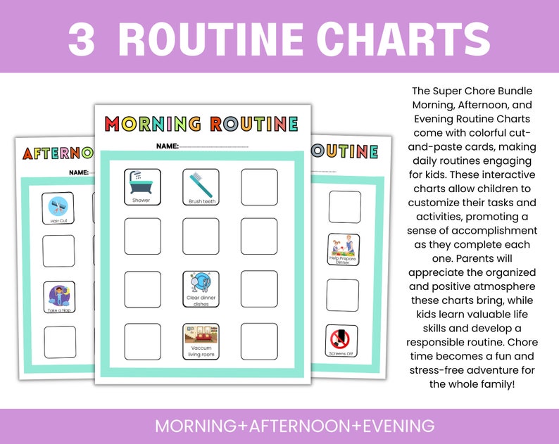 Editable Chore Chart for Multiple Kids Daily Checklist Canva - Etsy