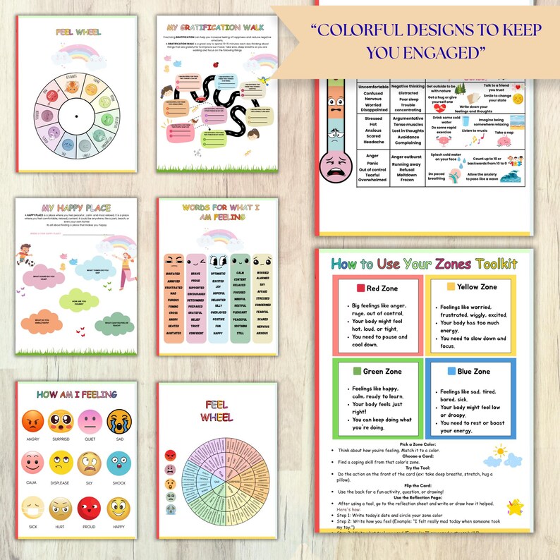 Self-regulation Toolkits, 40 Flashcard & Sel Worksheets for Kids ...