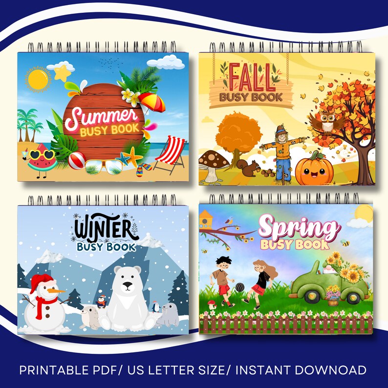 4 Seasons Busy Book Bundle: Preschool Learning Activities (PDF File) - Etsy