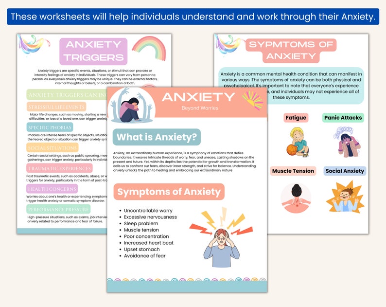 Anxiety Bundle, Anxiety Worksheets, Therapy Tools, Therapy Worksheets ...