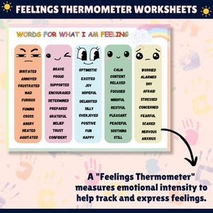 Feelings Thermometer Worksheets 10pages | Therapy Worksheets | Mental ...