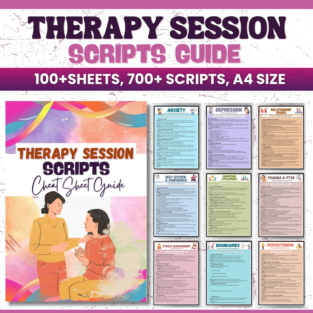 Therapy Session Scripts Guide, 100+ Sheets, Psychotherapy Tools, Mental ...