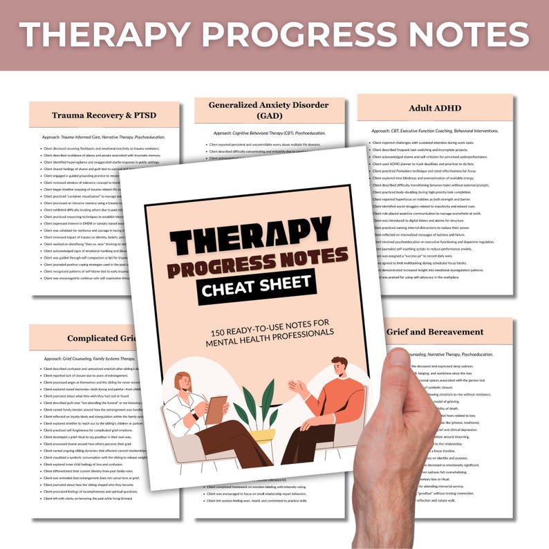 3000 Therapy Progress Notes Cheat Sheet, 150 Pages, Counseling Notes ...
