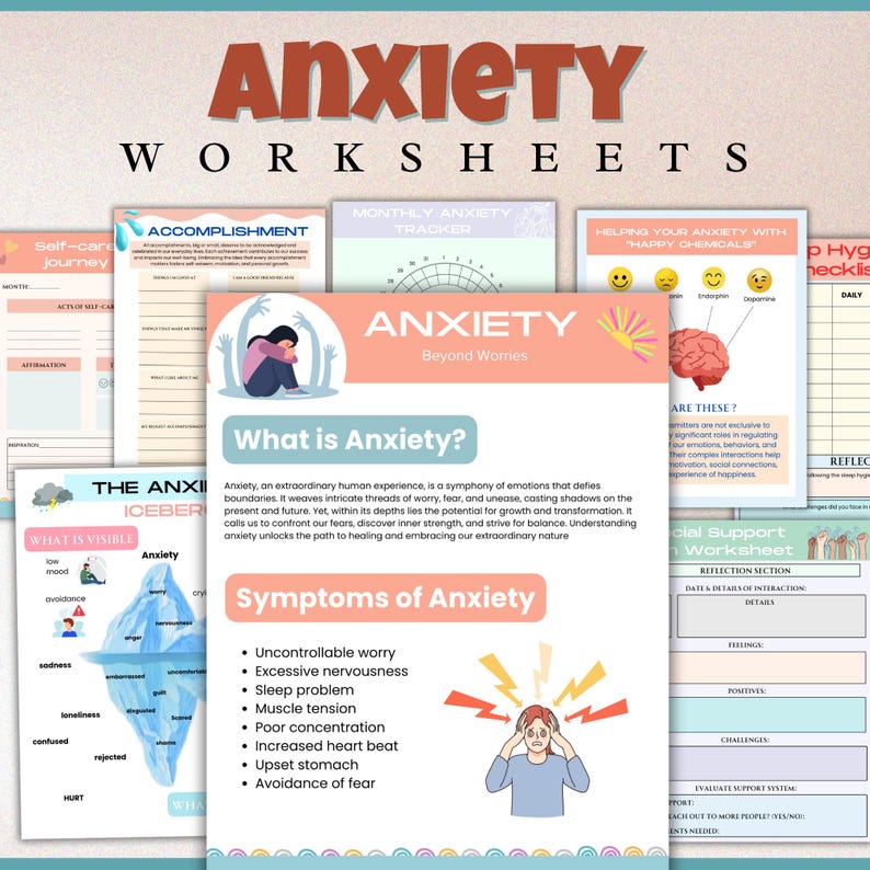 Anxiety Mega Bundle 400+ Pages | Anxiety Worksheets | Therapy Tools ...