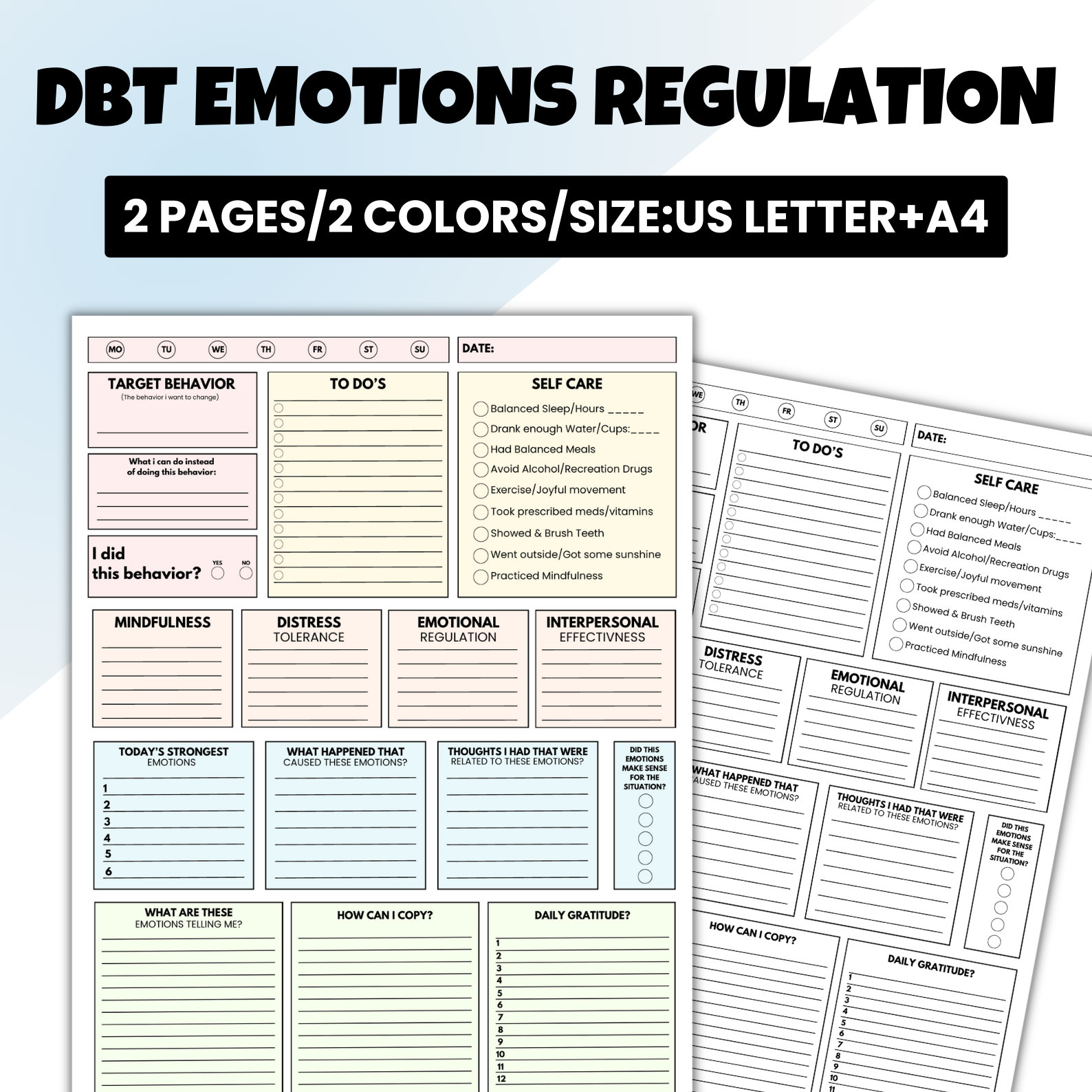 DBT Emotion Regulation Tracker | Regulation Worksheets | DBT Worksheets ...