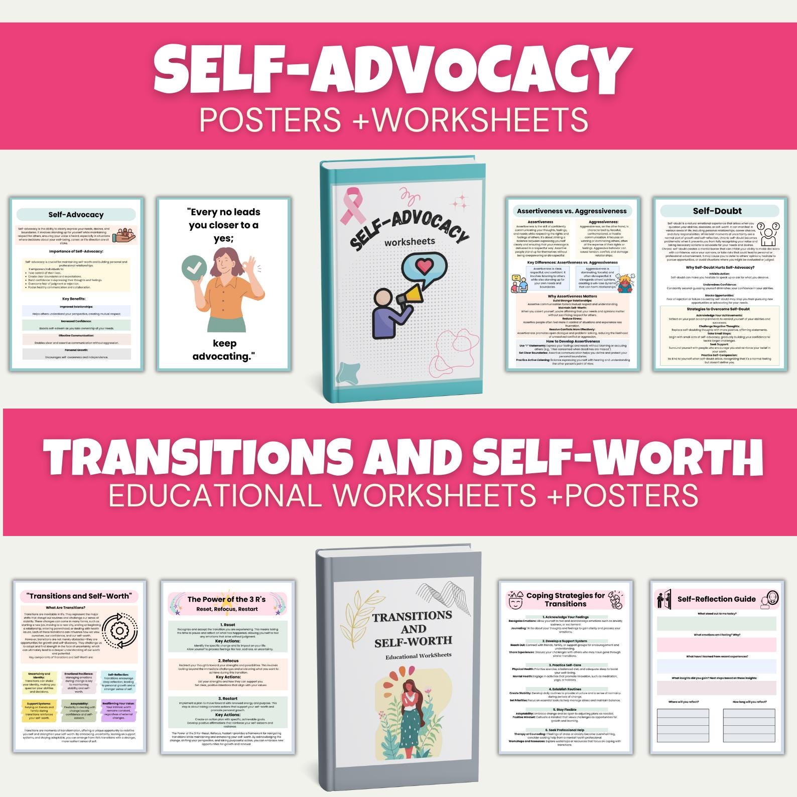Self Worth Mega Bundle 300+ Sheets, Self Workbook, US Letter, Self ...