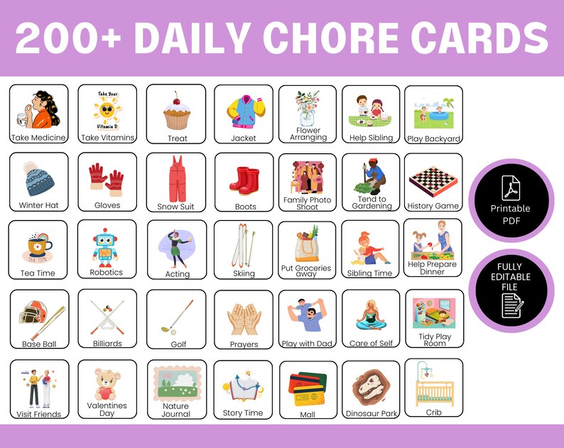 Editable Chore Chart for Multiple Kids Daily Checklist Canva - Etsy