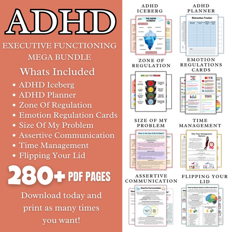 280+ ADHD Executive Functioning Worksheets, ADHD Worksheets, Executive ...