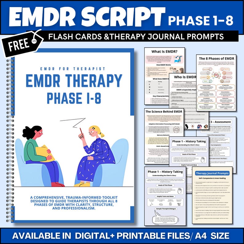 EMDR Therapy Phase 1-8 Worksheet With Flashcards, EMDR for Therapists ...