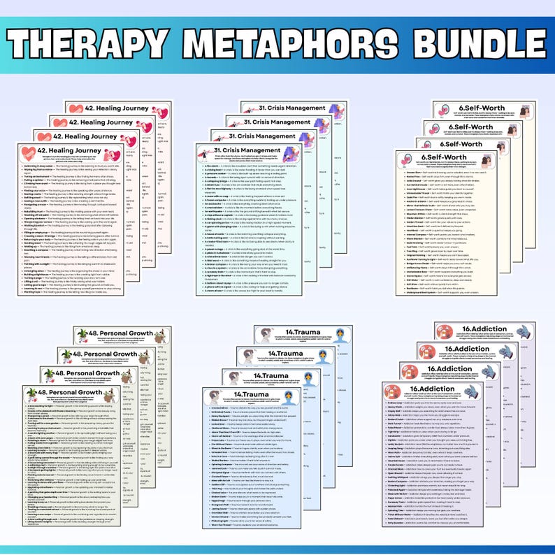 Therapy Metaphor Super Mega Bundle 100+ Sheet, 3000 Metaphor, CBT ...