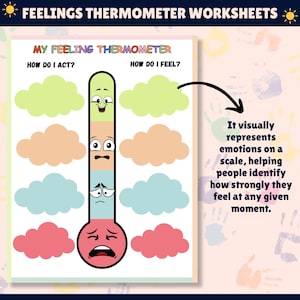 Feelings Thermometer Worksheets 10pages | Therapy Worksheets | Mental ...