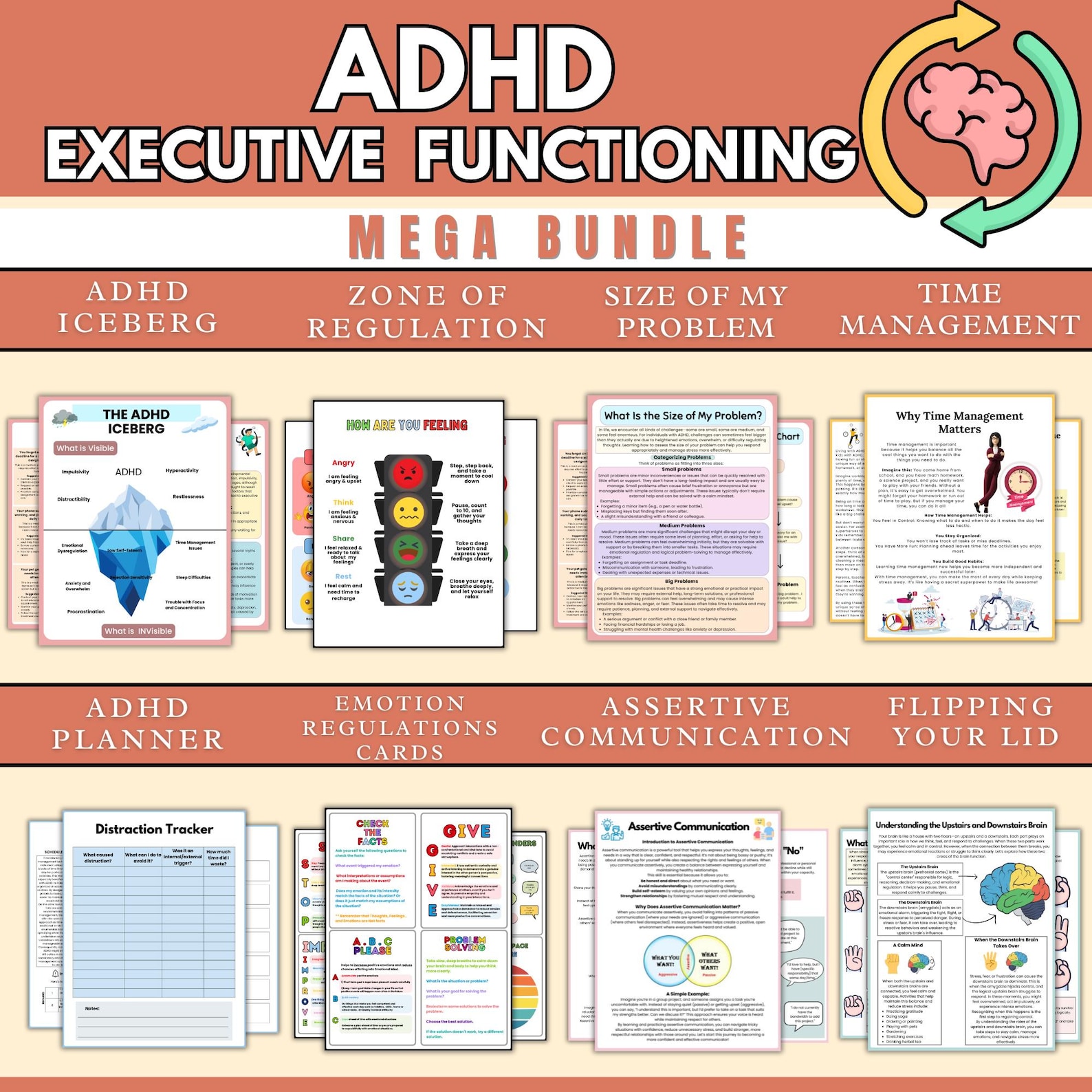 280+ ADHD Executive Functioning Worksheets, ADHD Worksheets, Executive ...