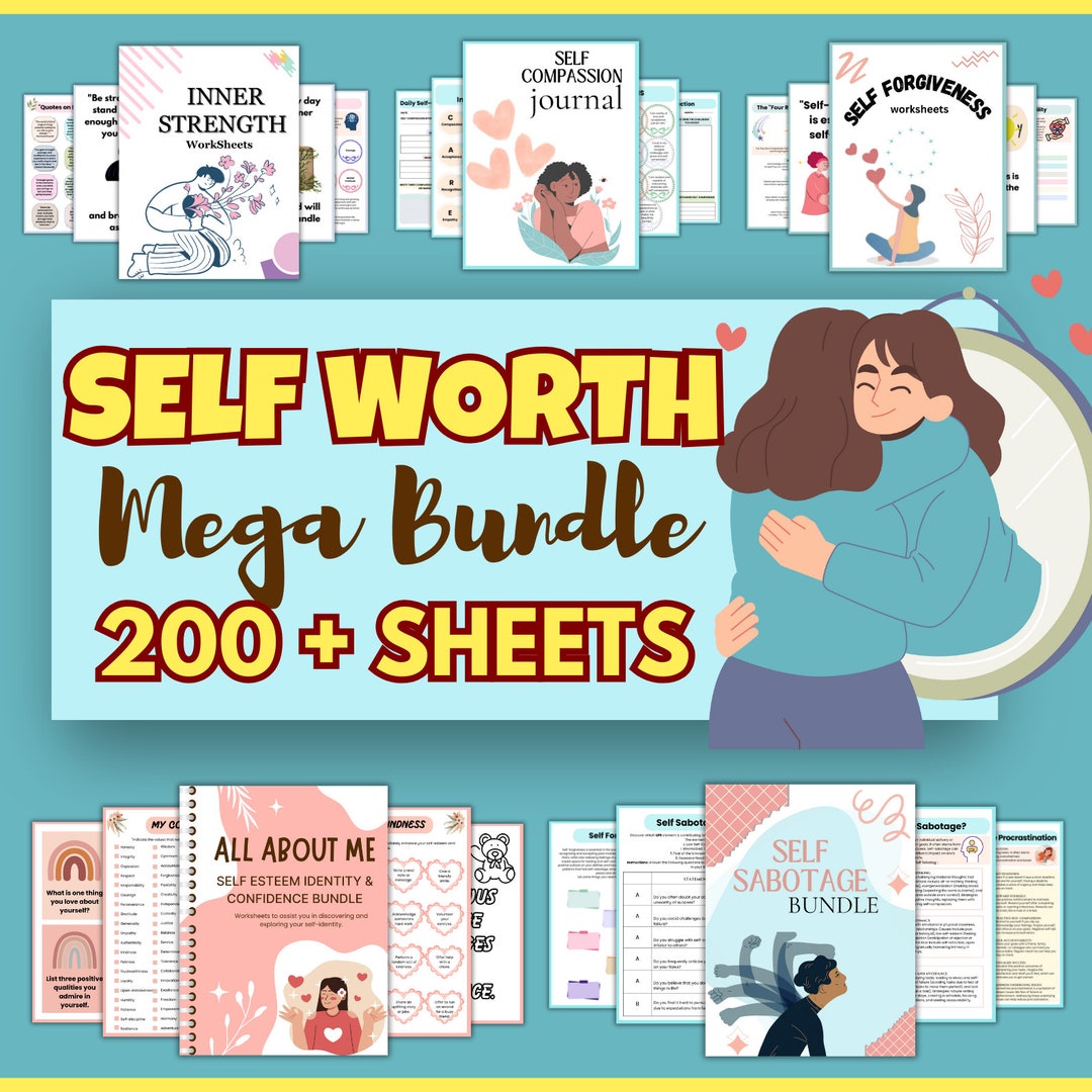 Self Worth Mega Bundle 200+ Sheets | Self Workbook | US Letter | Self ...
