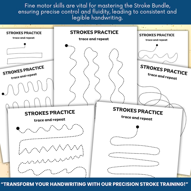 Stroke Handwriting Practice: 100 Printable Sheets (digital Download) - Etsy