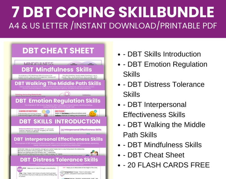 Dbt Bundle With Flashcards | Dbt Cheat Sheet | Digital Download | Dbt ...