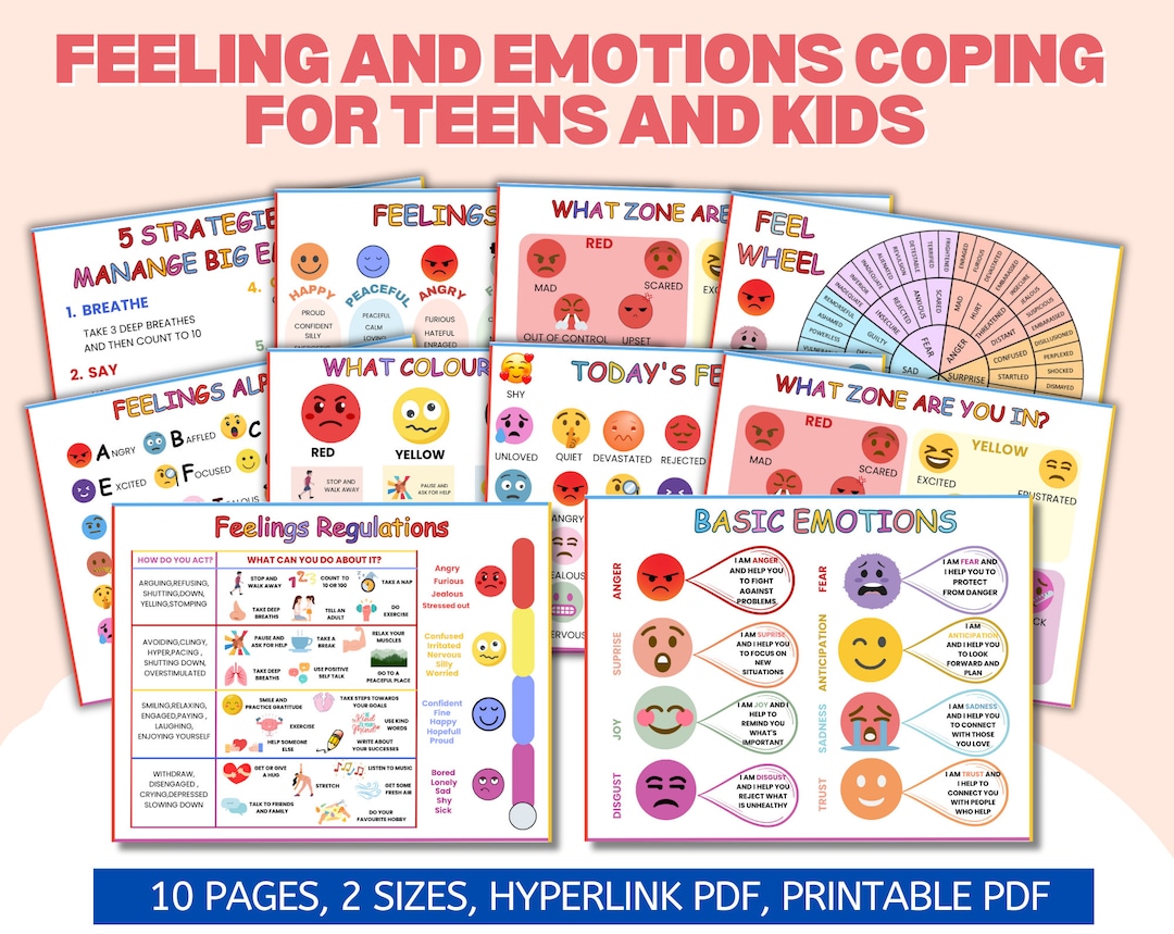 Feelings and Emotions Coping Skills Bundle: Kids & Teens (printable PDF ...
