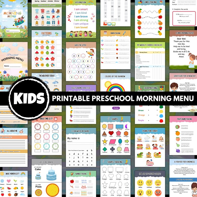 Preschool Morning Menu: Montessori Routine Chart (printable) - Etsy