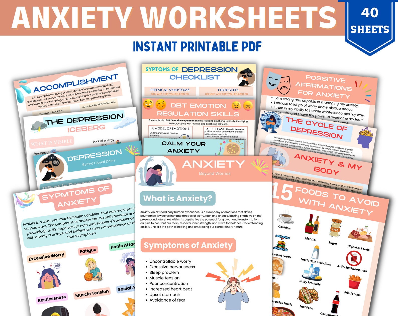 Anxiety Bundle Anxiety Worksheets Therapy Tools Therapy - Etsy