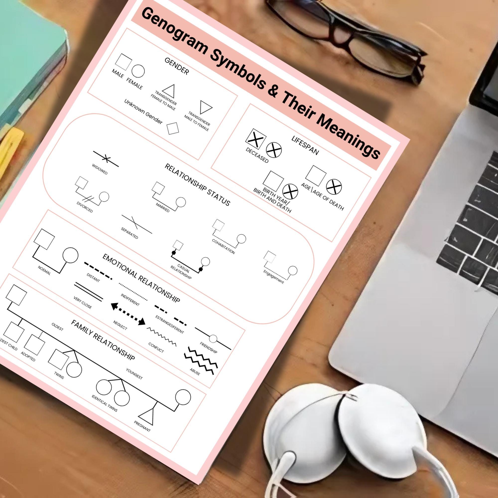 Family Genogram Worksheets, Mental Health Genogram, Counseling ...