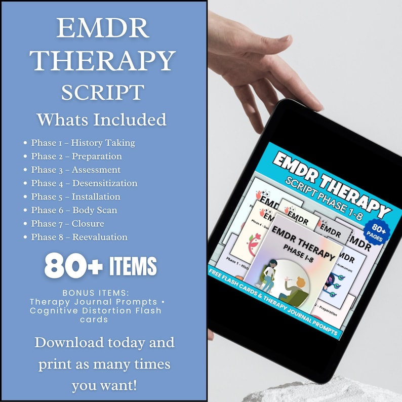 EMDR Therapy Phase 1-8 Worksheet With Flashcards, EMDR for Therapists ...