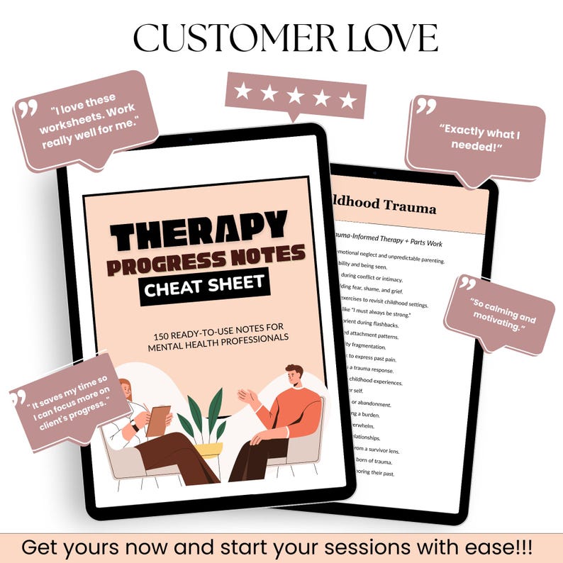 3000 Therapy Progress Notes Cheat Sheet, 150 Pages, Counseling Notes ...