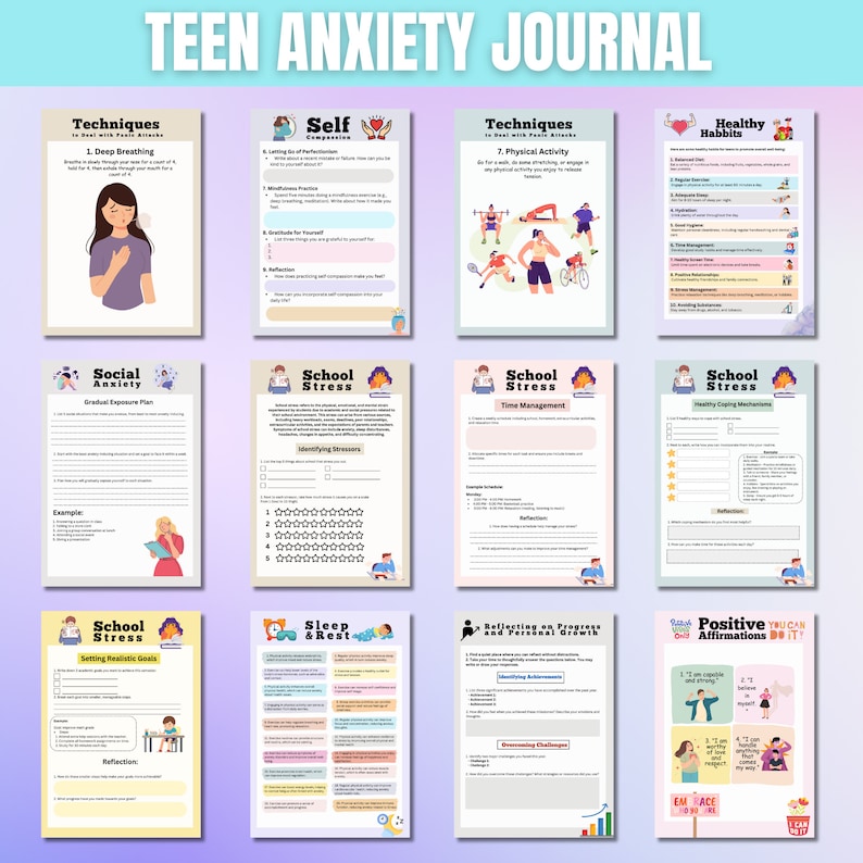 Teen Anxiety Journal Bundle | Self-care Journal | Journaling for Teens ...