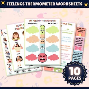 Feelings Thermometer Worksheets 10pages | Therapy Worksheets | Mental ...