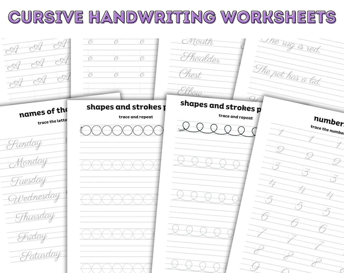 Cursive Handwriting Practice Worksheets for Kids Printable - Etsy