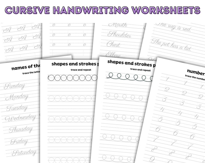 Cursive Handwriting Practice Worksheets for Kids Printable - Etsy