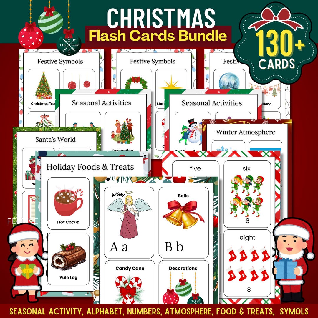 Christmas Flashcards 130+ Bundle: Montessori Vocabulary (digital ...