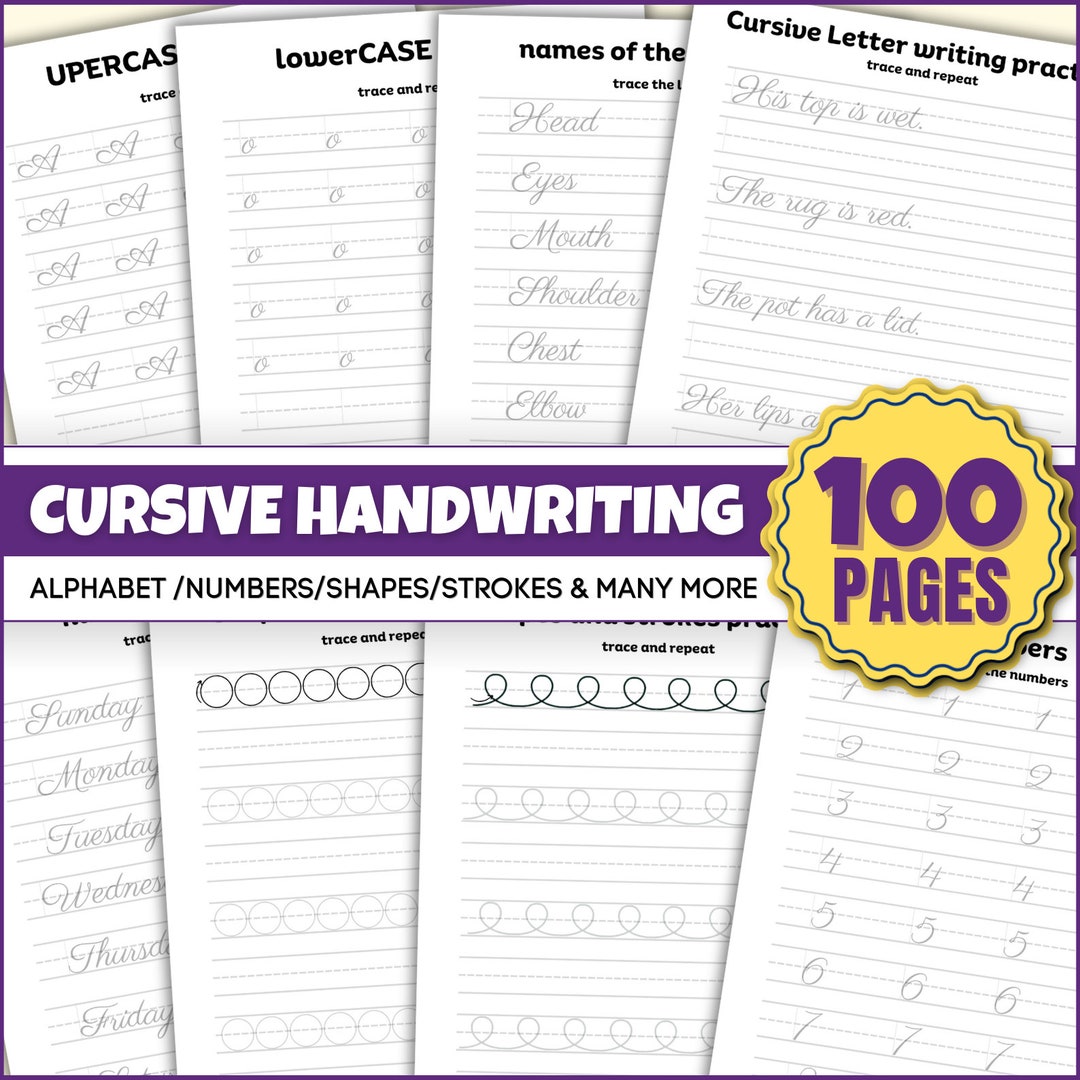 Cursive Handwriting Practice Worksheets for Kids, Printable Cursive ...