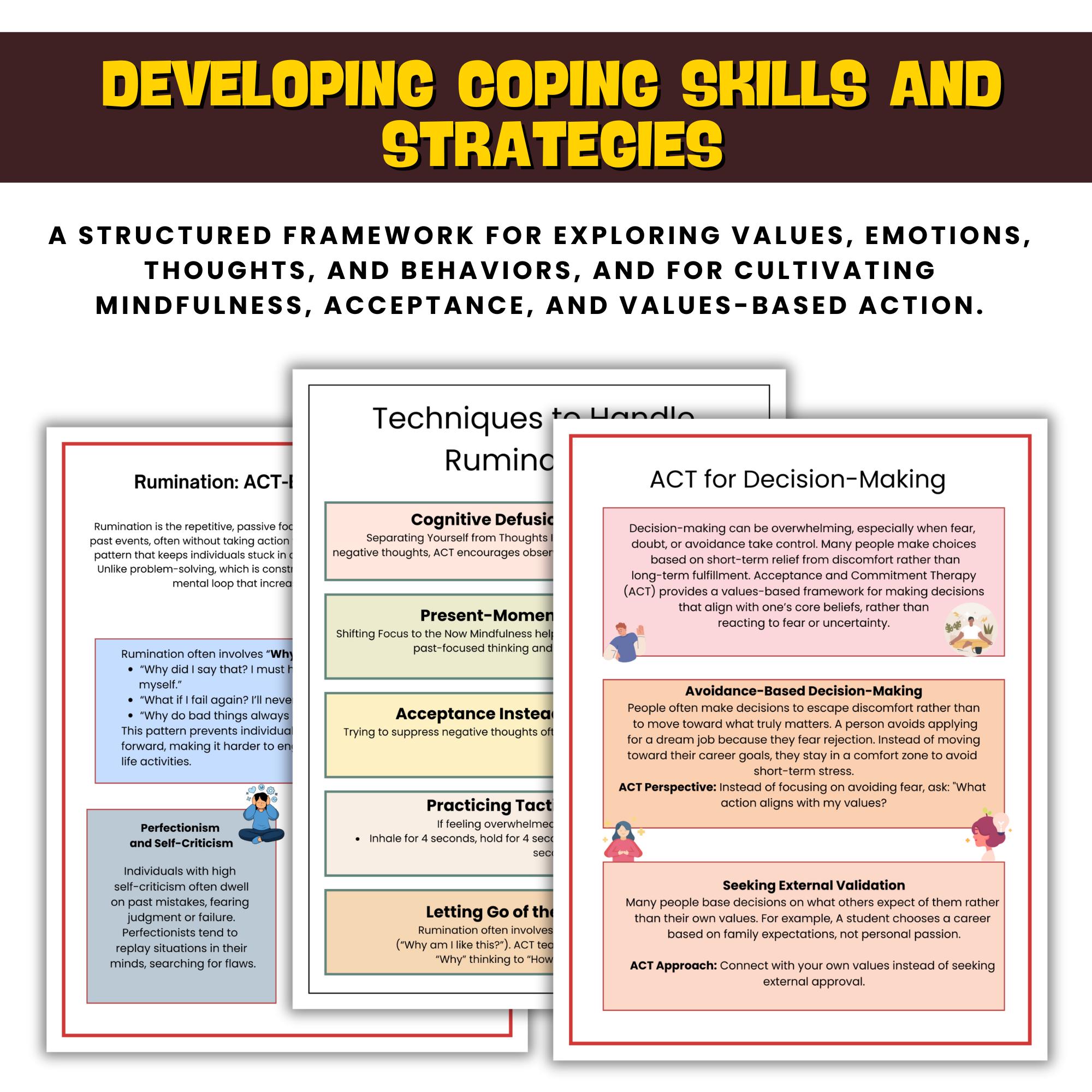Acceptance & Commitment Therapy 50+ Worksheets, Mindfulness, ACT Values ...