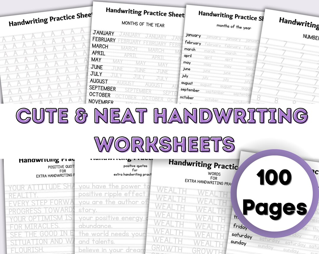 100 Page Neat Hand Writing Workbook Practice Sheet Guide - Etsy