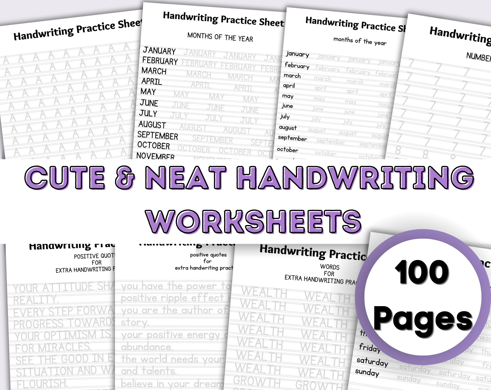 100 Page Neat Hand Writing Workbook Practice Sheet Guide - Etsy