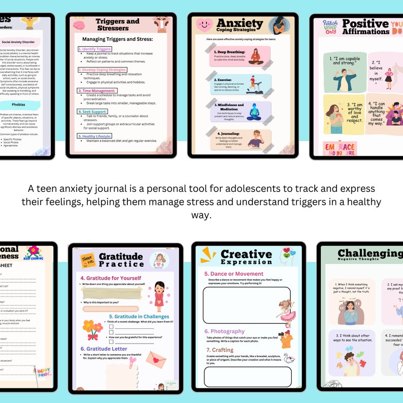 Teen Anxiety Journal Bundle | Self-care Journal | Journaling for Teens ...